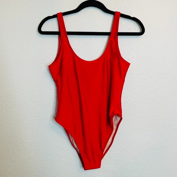 Swim | Cherry Red Low Back Baywatch Beach Vacation One Piece Bathing ...